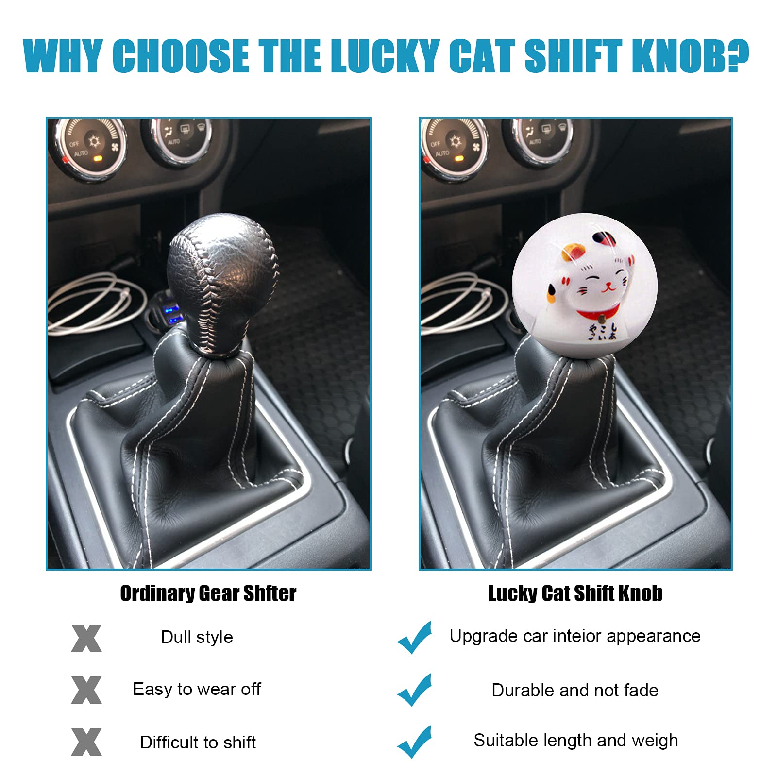 Snapklik.com : Somusen Universal JDM Lucky Cat Gear Shift Shifter Knob ...