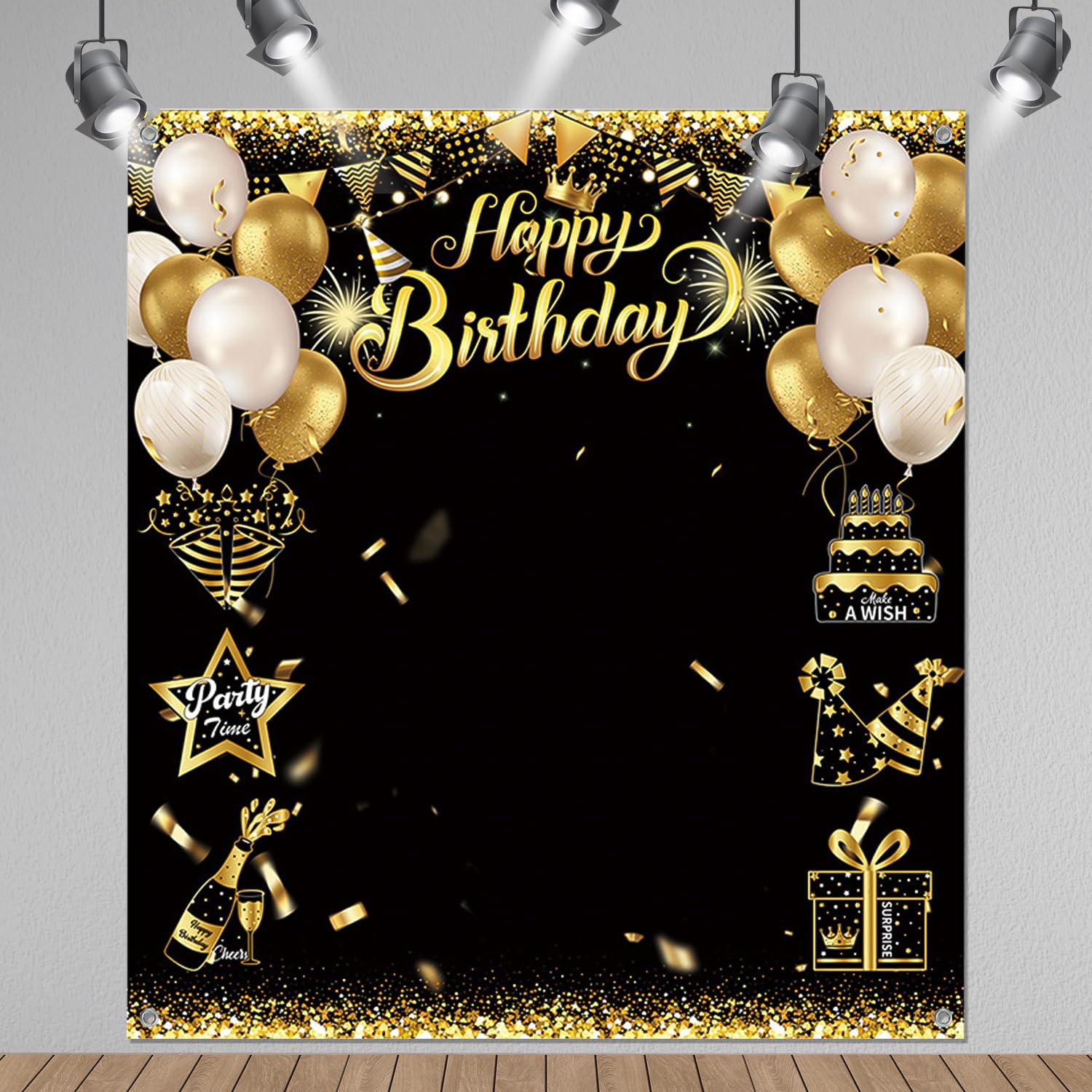 Surprise Birthday Black Background Surprise Birthday Party Invitation,