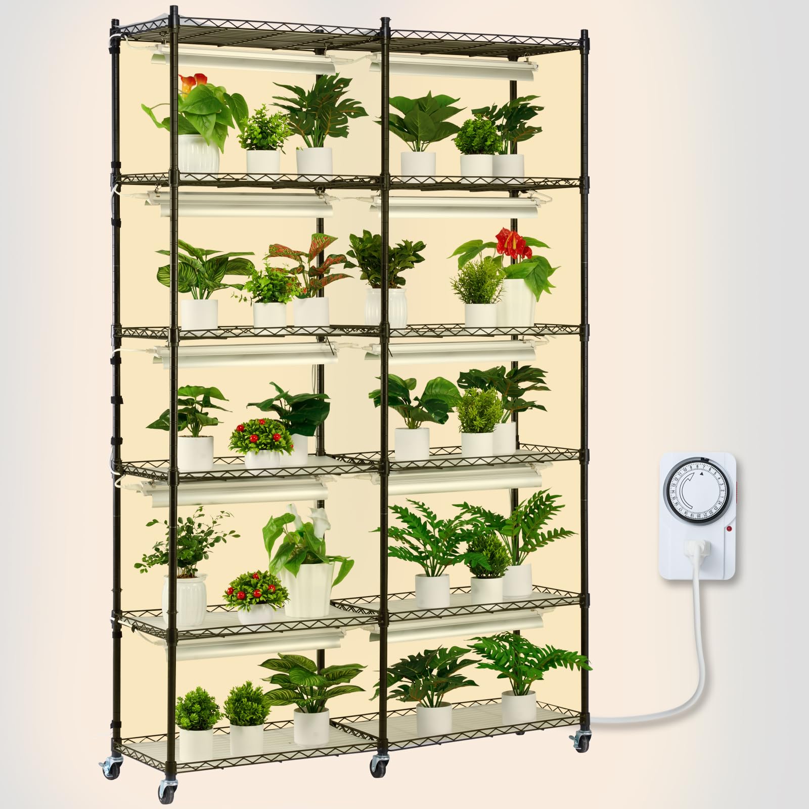 Amazon.com : VEVOR Plant Stand with Grow Light, 6-Tier Large Tall Plant ...