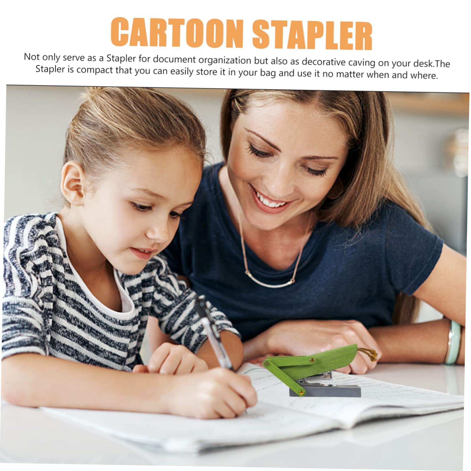 Snapklik.com : Mini Cartoon Animal Stapler Wooden Desktop Stapler ...