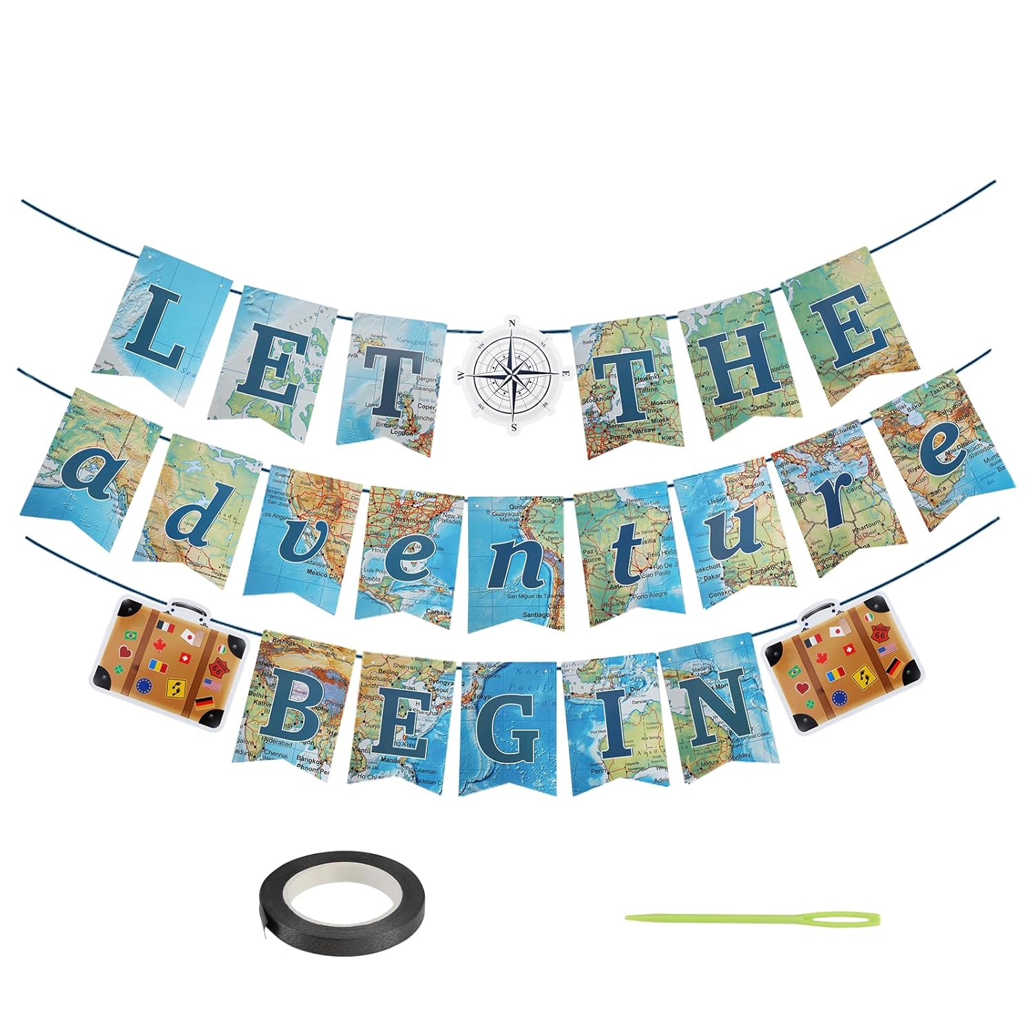 3 Pcs Bon Voyage Decorations Let The Adventure Begin Bunting Banner ...
