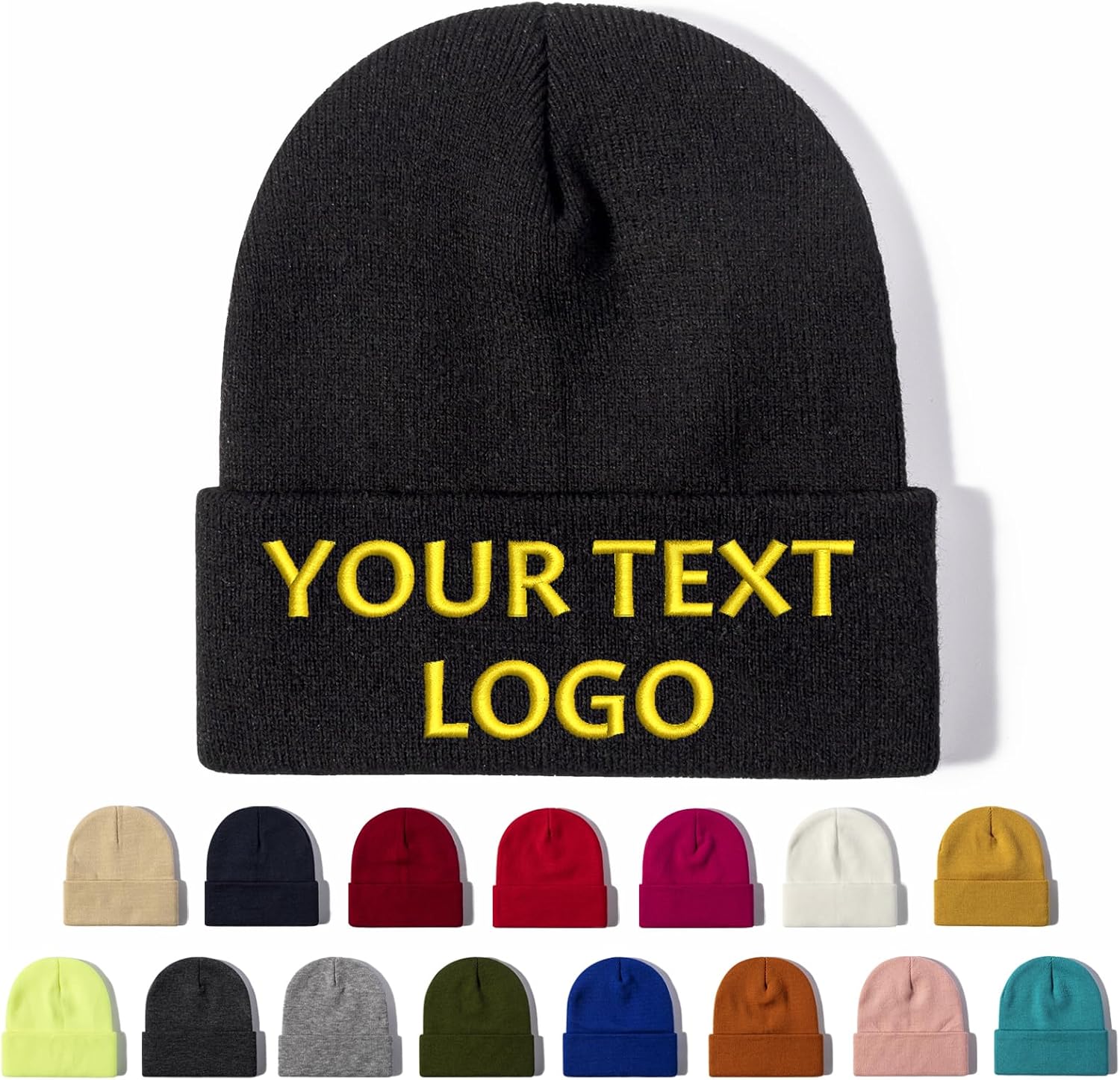 Personalized Beanie Hat, Custom Knitted Beanie Cap with Embroidered ...