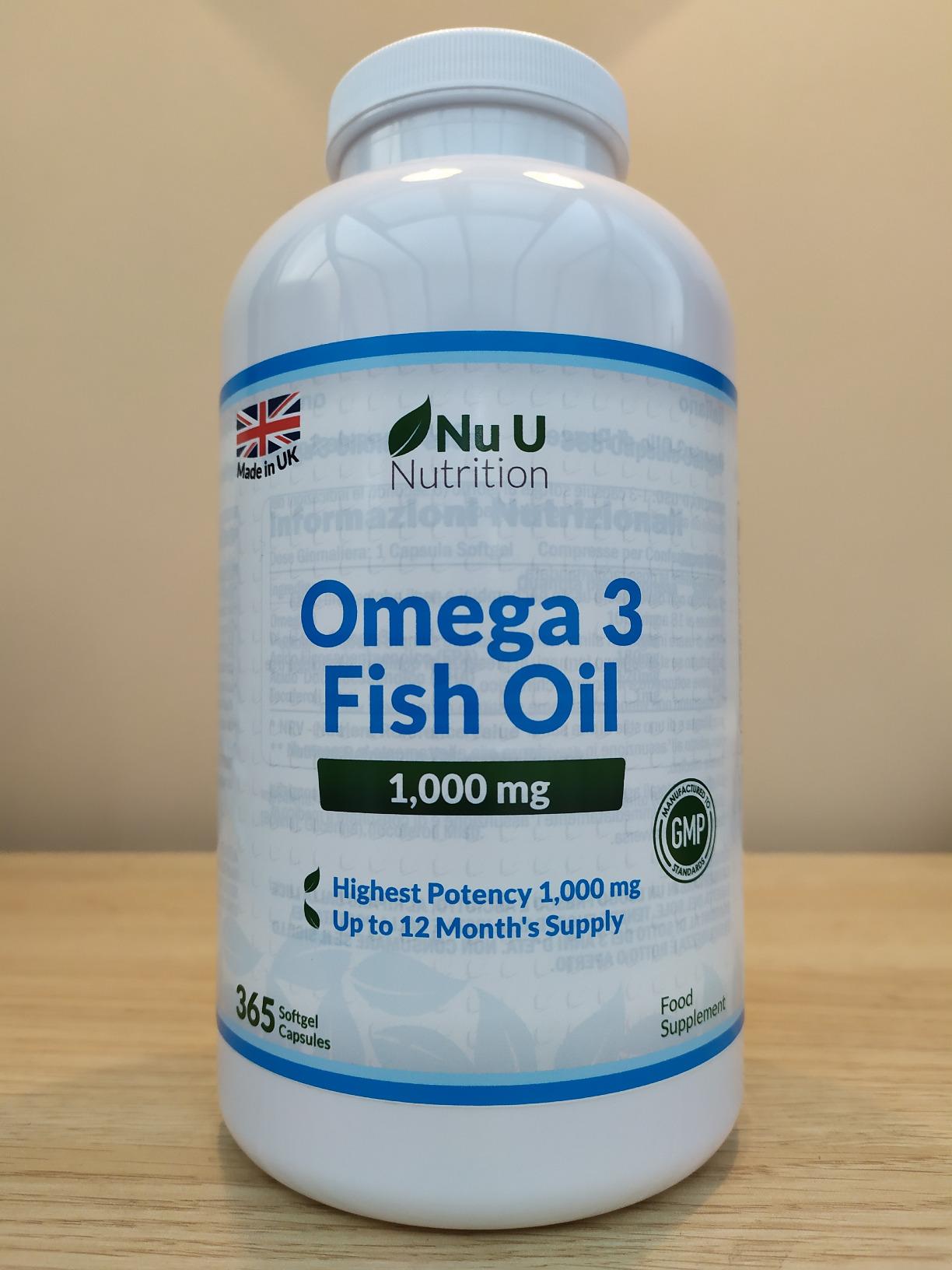 Omega 3 Fish Oil 1000mg - 365 Softgel Capsules - Up to 12 Month’s ...