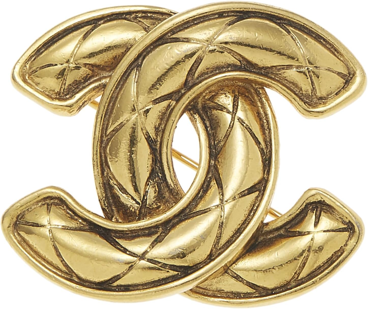 Amazon.com: Chanel, Pre-Loved Gold Quilted 'CC' Pin Medium, Gold ...