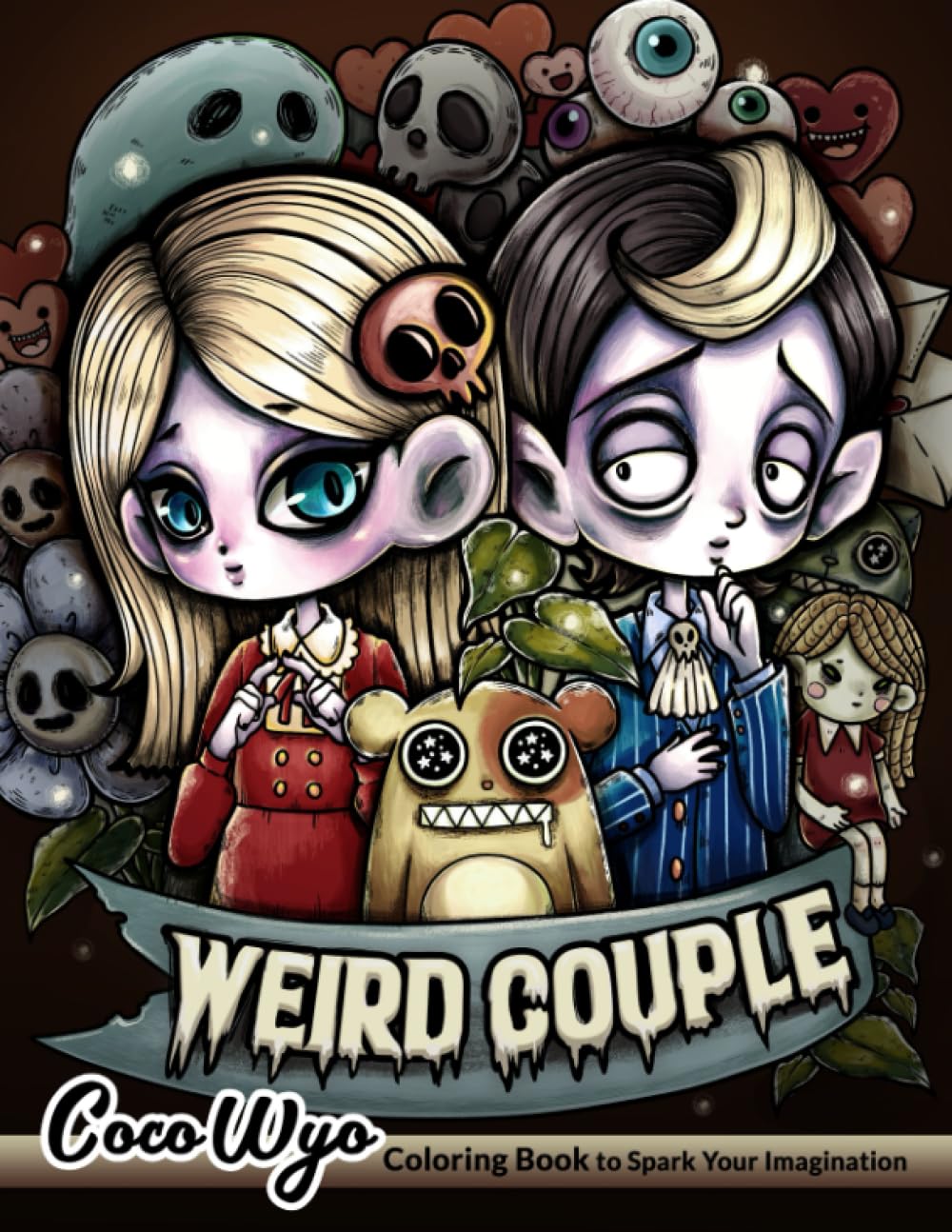 Amazon.co.jp: Weird Couple: Coloring Book Features Spooky Adorable Characters, Cute Love Story ...