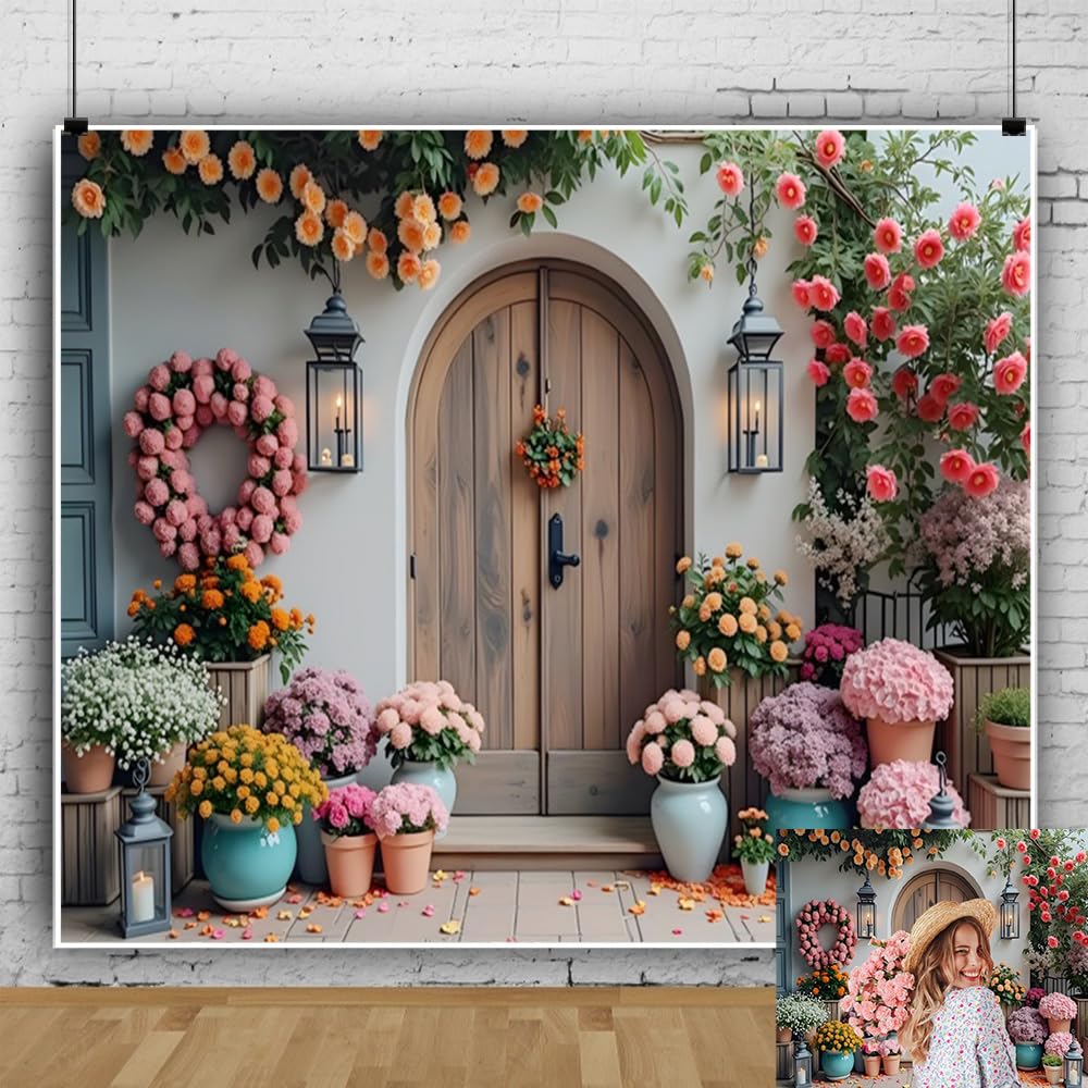 Amazon.com : 10x8ft Spring Flower Backdrop for Women Girls Rustic Wood ...