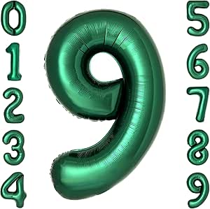 Amazon.com: Dark Green Number 9 Balloons Large Emerald Green Number ...