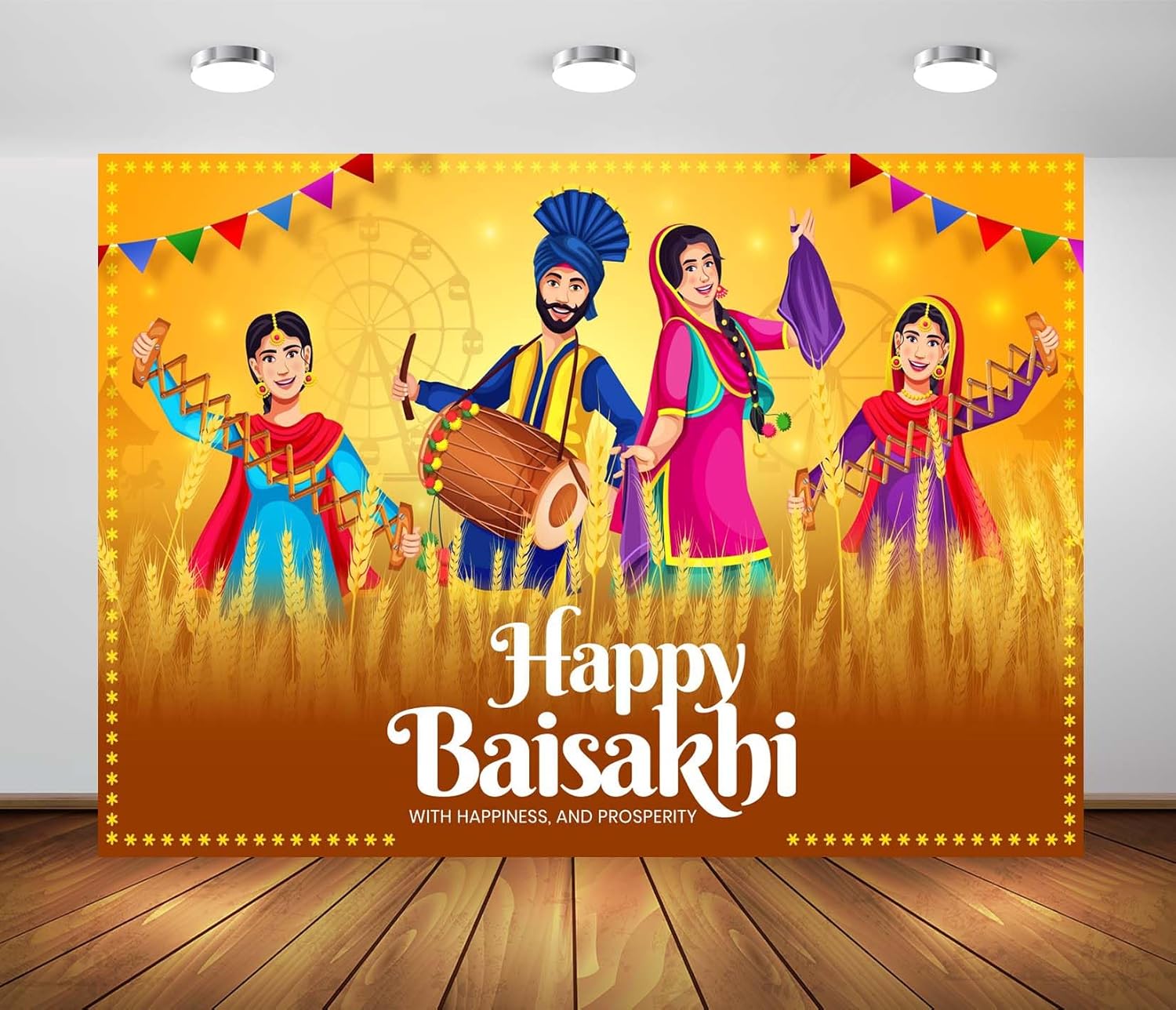 Amazon.com : BELECO 7x5ft Fabric Happy Baisakhi Backdrop Baisakhi Festival Group of People Doing ...