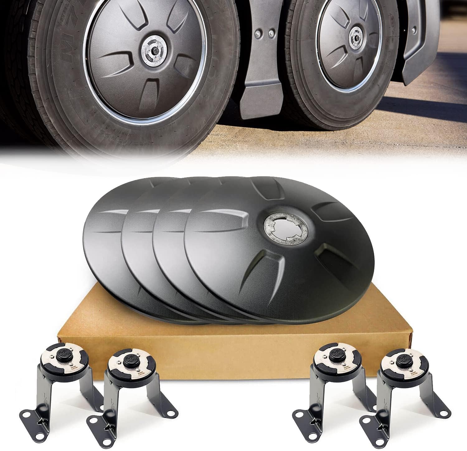 Aerodynamic 22.5" Wheel Covers Axle Cover Caps for Semi Truck Trailer ...