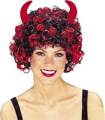 Amazon.com: Adult's Black and Red Devil Demon Satan Wig with Horns ...