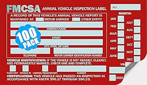 Amazon.com: CreativeInk 100 Pack Exterior Annual Vehicle Inspection ...