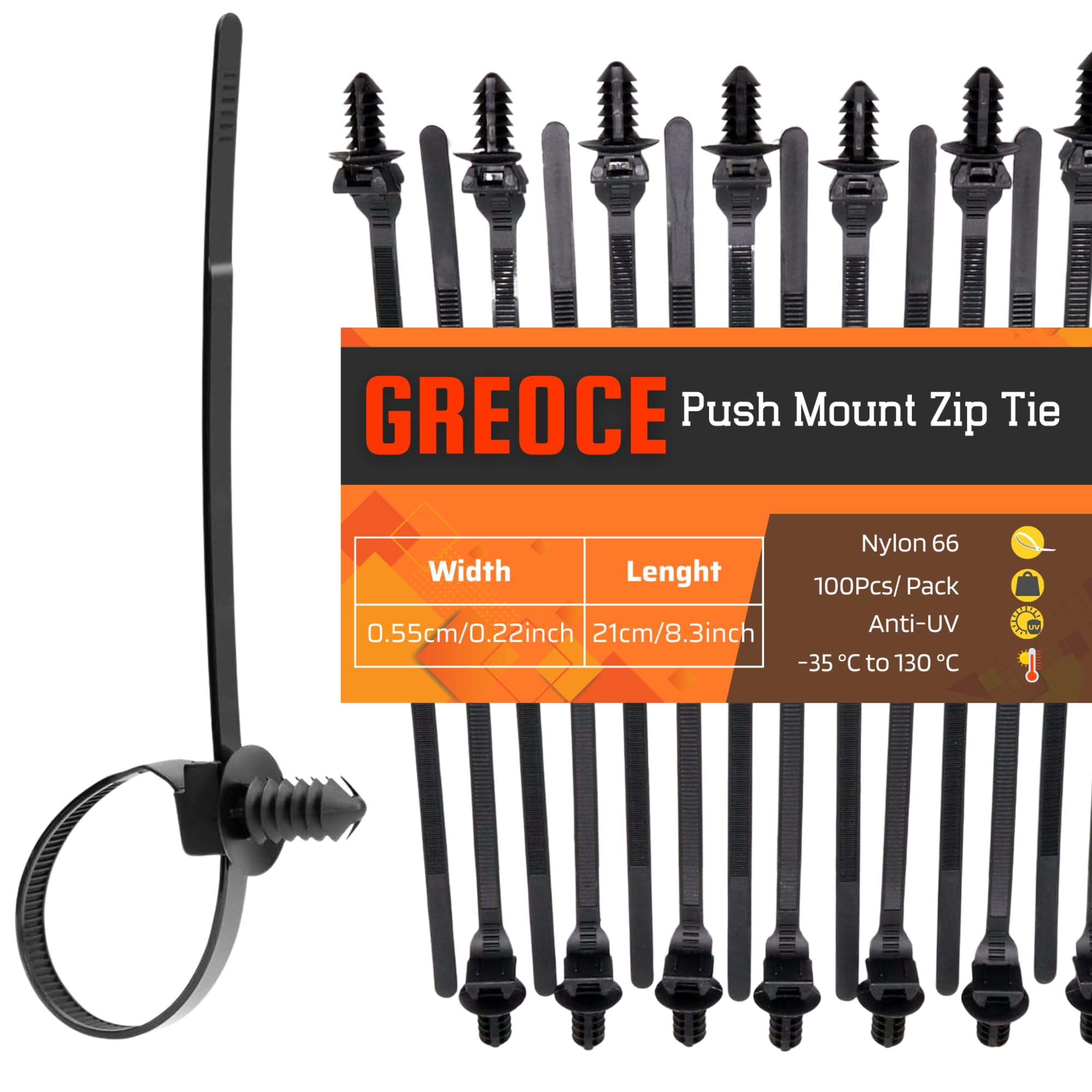 Amazon.com: 100PCS 8.3" Fir Tree Push Mount Zip Ties Heavy Duty Nylon ...