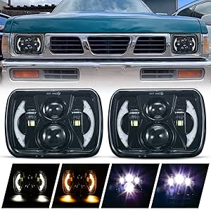 Amazon.com: PLDDE 2pcs 7"x6" Inch Rectangular Halo Angel Eye Headlights ...