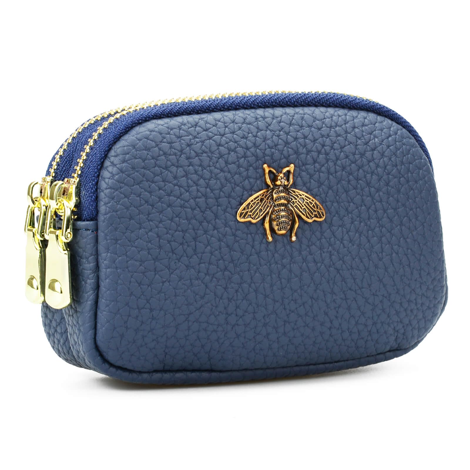 Amazon.com: WOZEAH Leather Coin Purse for Women Small 2 Zipper Change ...