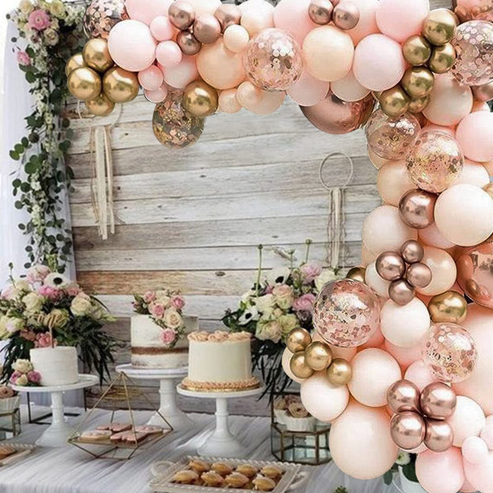 Rose Gold Balloon Garland Arch Kit,96Pcs Rose Gold Balloons Arch Set ...