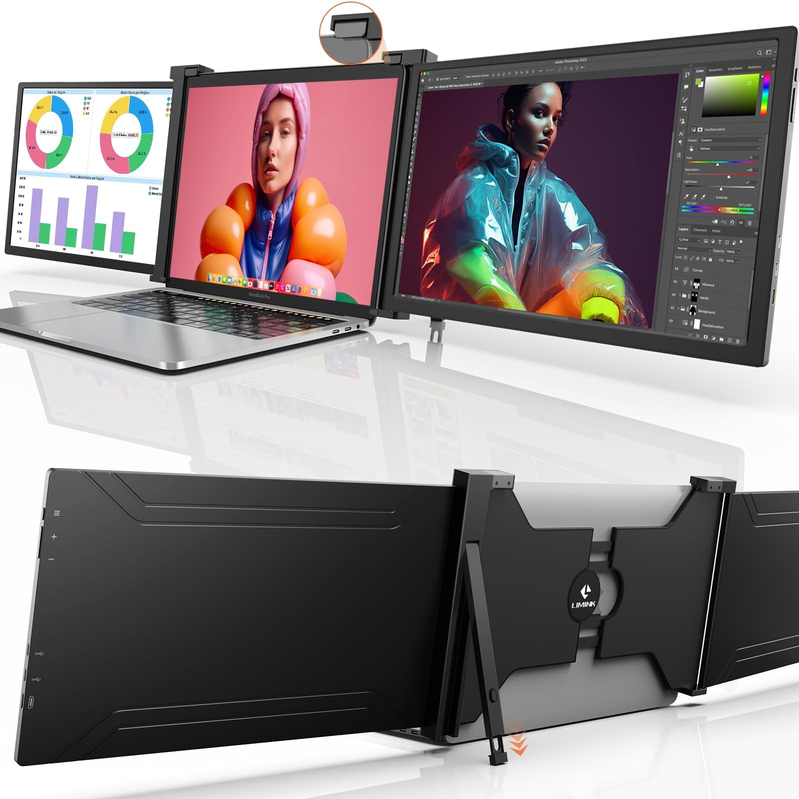 Amazon.com: L LIMINK S20 15.4" Triple Portable Monitor for Laptop ...