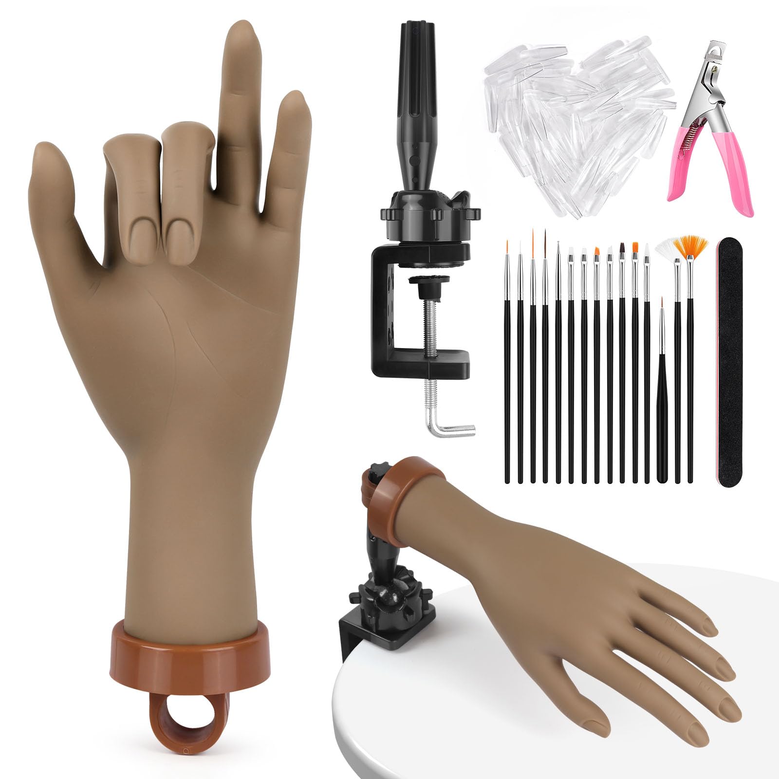 Amazon.com: Yokilly Practice Hand for Acrylic Nails, Bendable Soft Nail ...