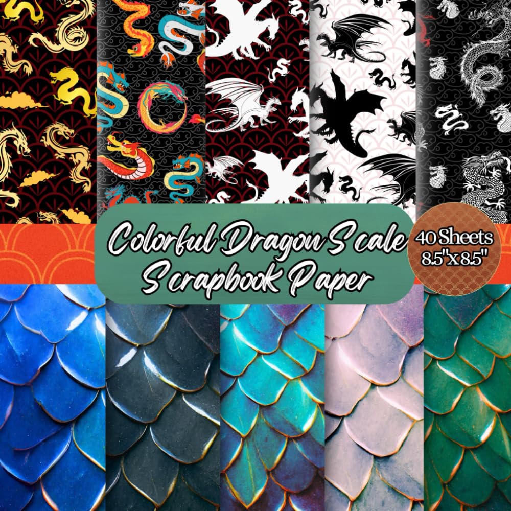 Colorful Dragon Scale Scrapbook Paper: 20 Double-Sided 40 Sheets ...