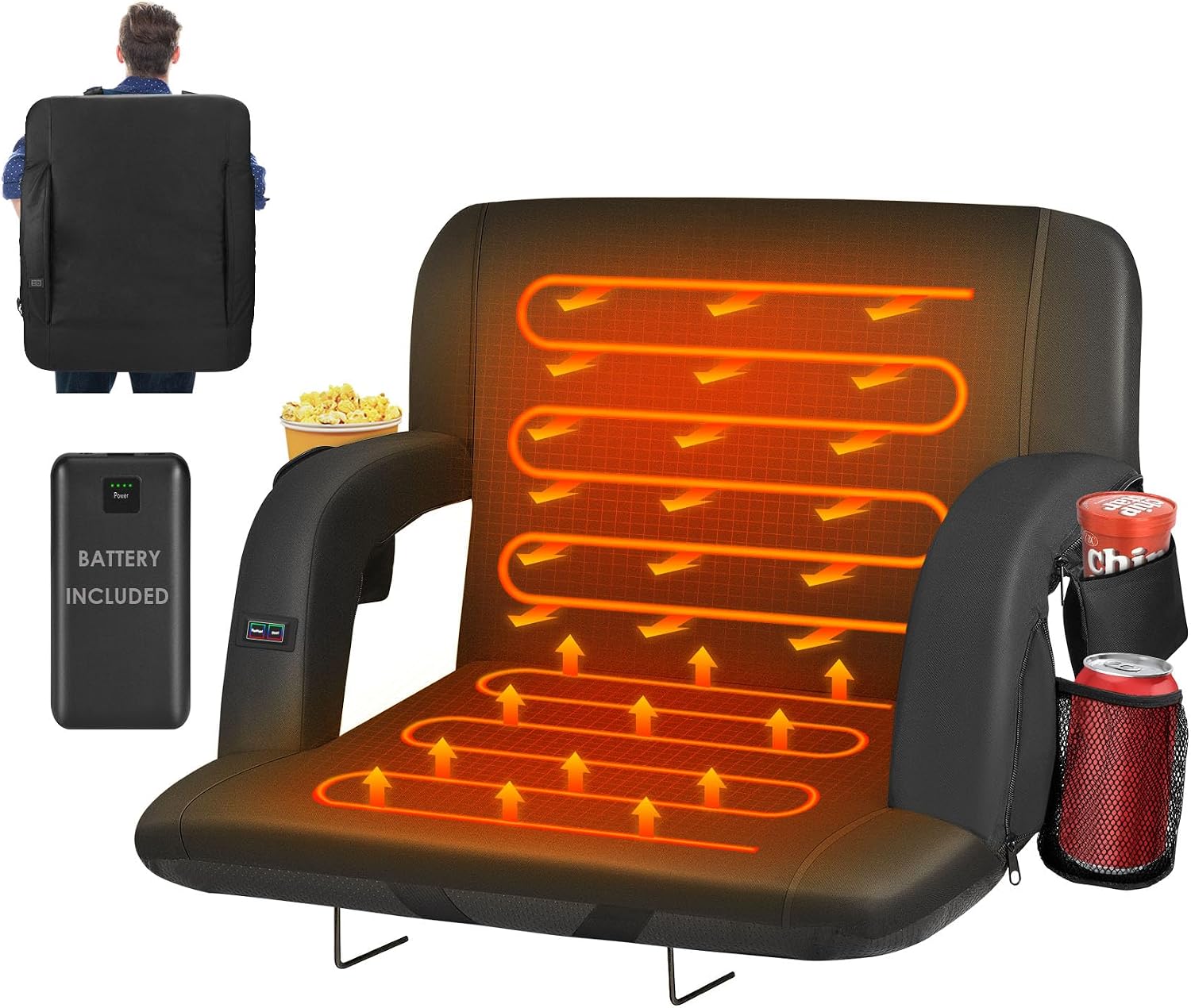 HOPERAN Dual-Sided Heated Stadium Seats for Bleachers with Back Support ...