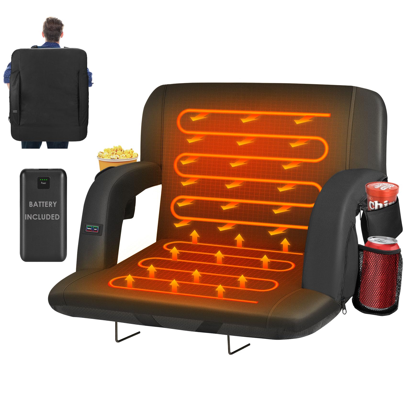 Amazon.com : HOPERAN Dual-Sided Heated Stadium Seats for Bleachers with ...