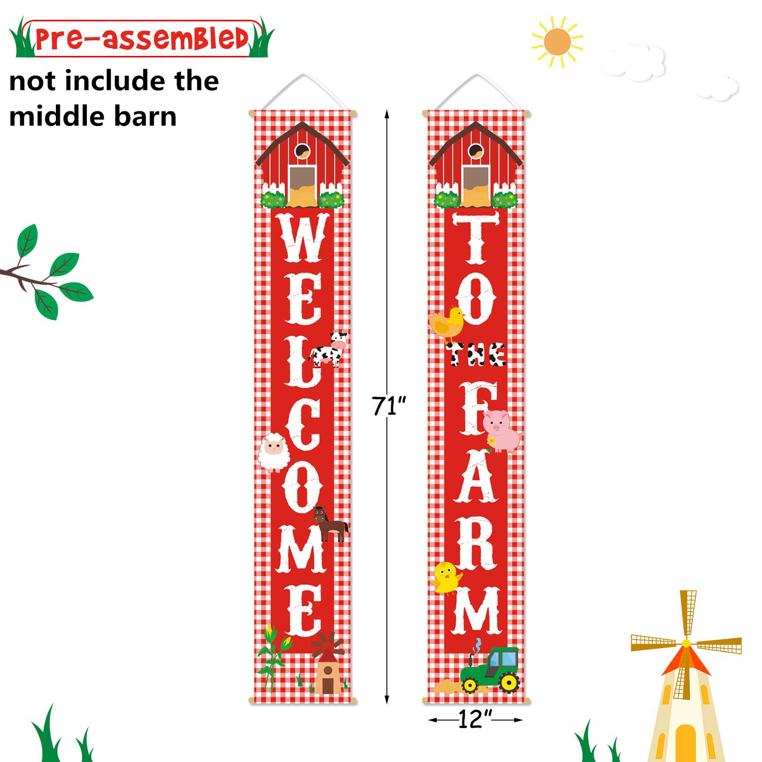 Farm Animal Porch Banner, Barnyard Party Decorations, Farm Animal ...