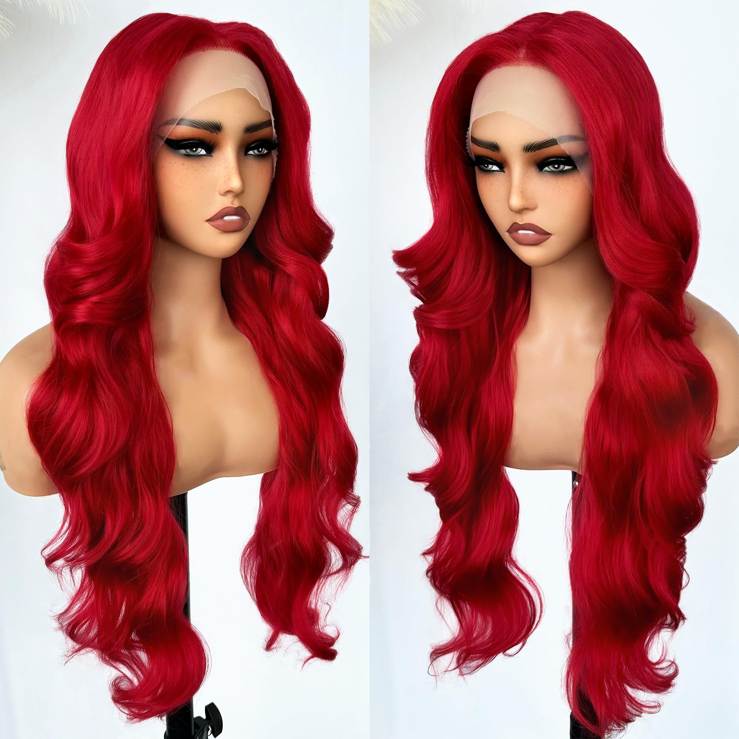 Amazon.com : SOKU 28 Inch Long Wave Lace Front Wig Pre Plucked Hairline ...