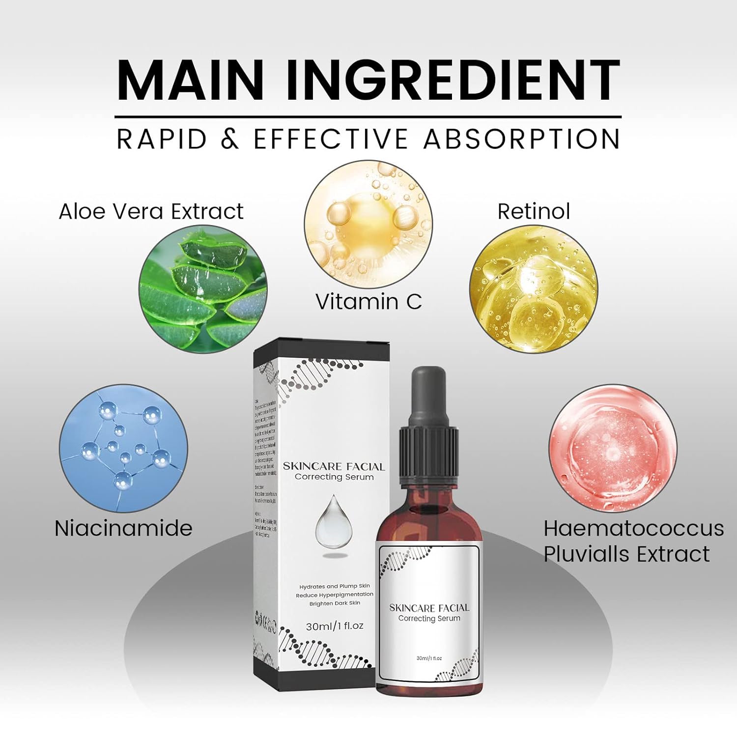 MelaGlow Intensive Facial Correcting Serum, 1235pcs Melanin Correcting Facial Serum, Dark Spot ...