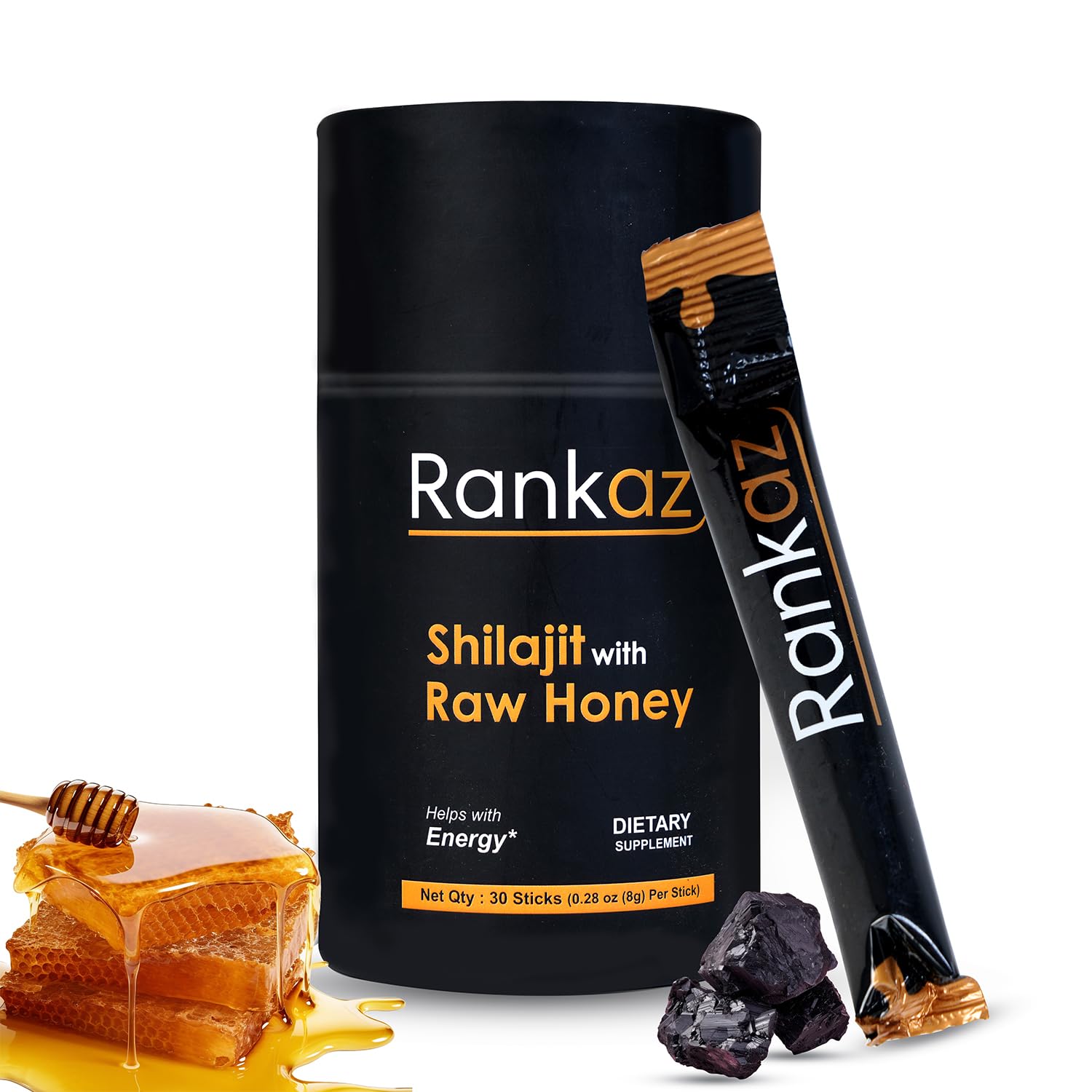 Rankaz Sticks de Mel Shilajit Orgânico - 30 Sticks, Ácido Fúlvico e ...