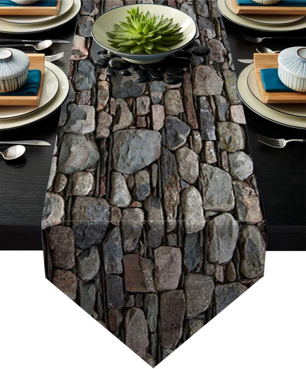 Table Runner Walls Built of Stone Table Runners Morden Stylish Wedding ...