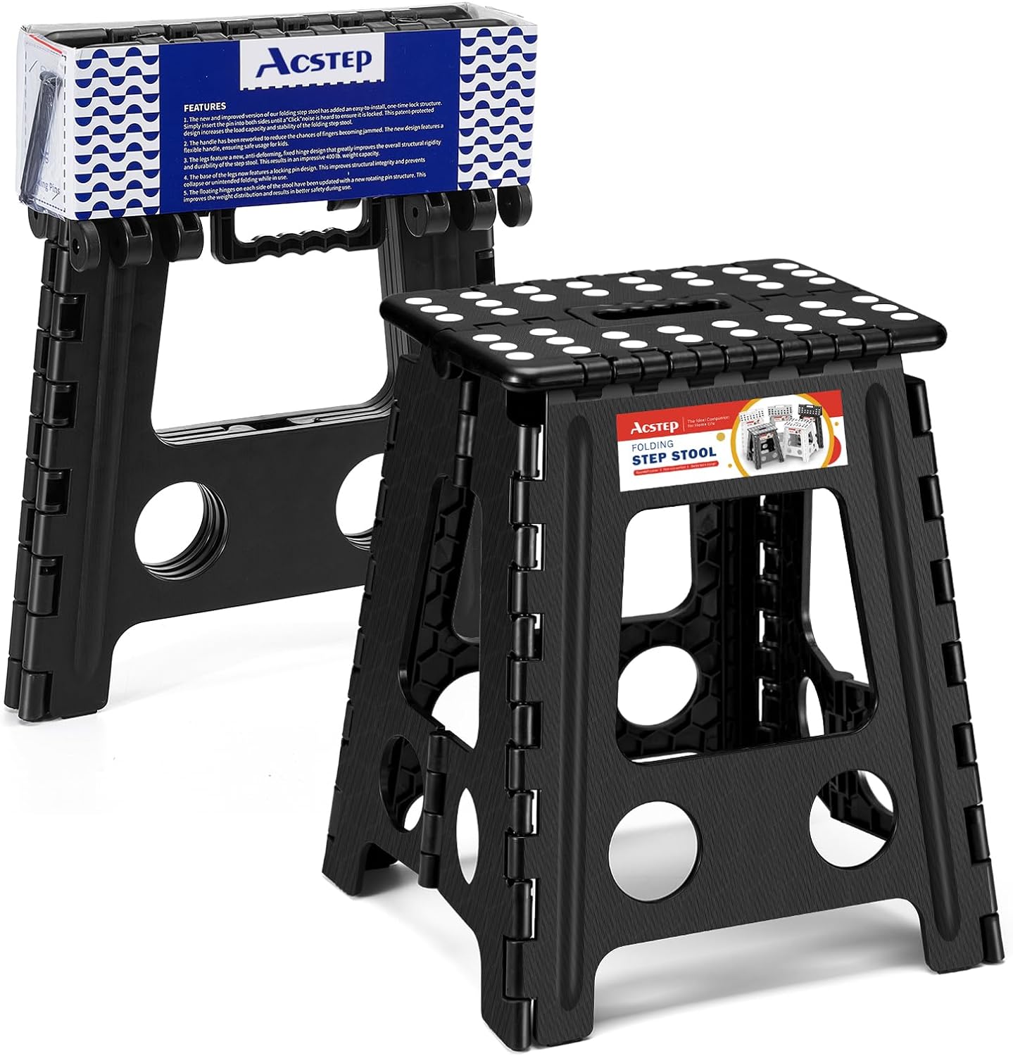 Amazon.com: ACSTEP Folding Step Stool 16 Inch Heavy Duty Step Stool ...
