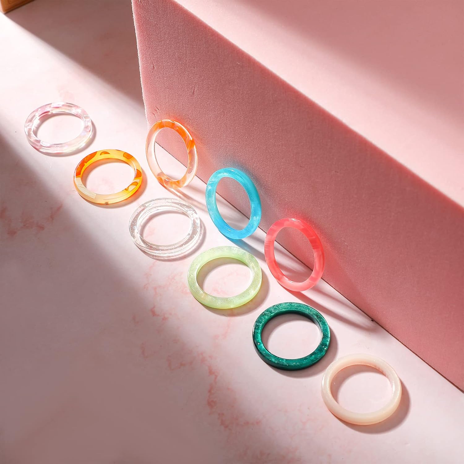 Amazon.com: 25 Pieces Colorful Resin Rings Set Acrylic Plastic Thin ...
