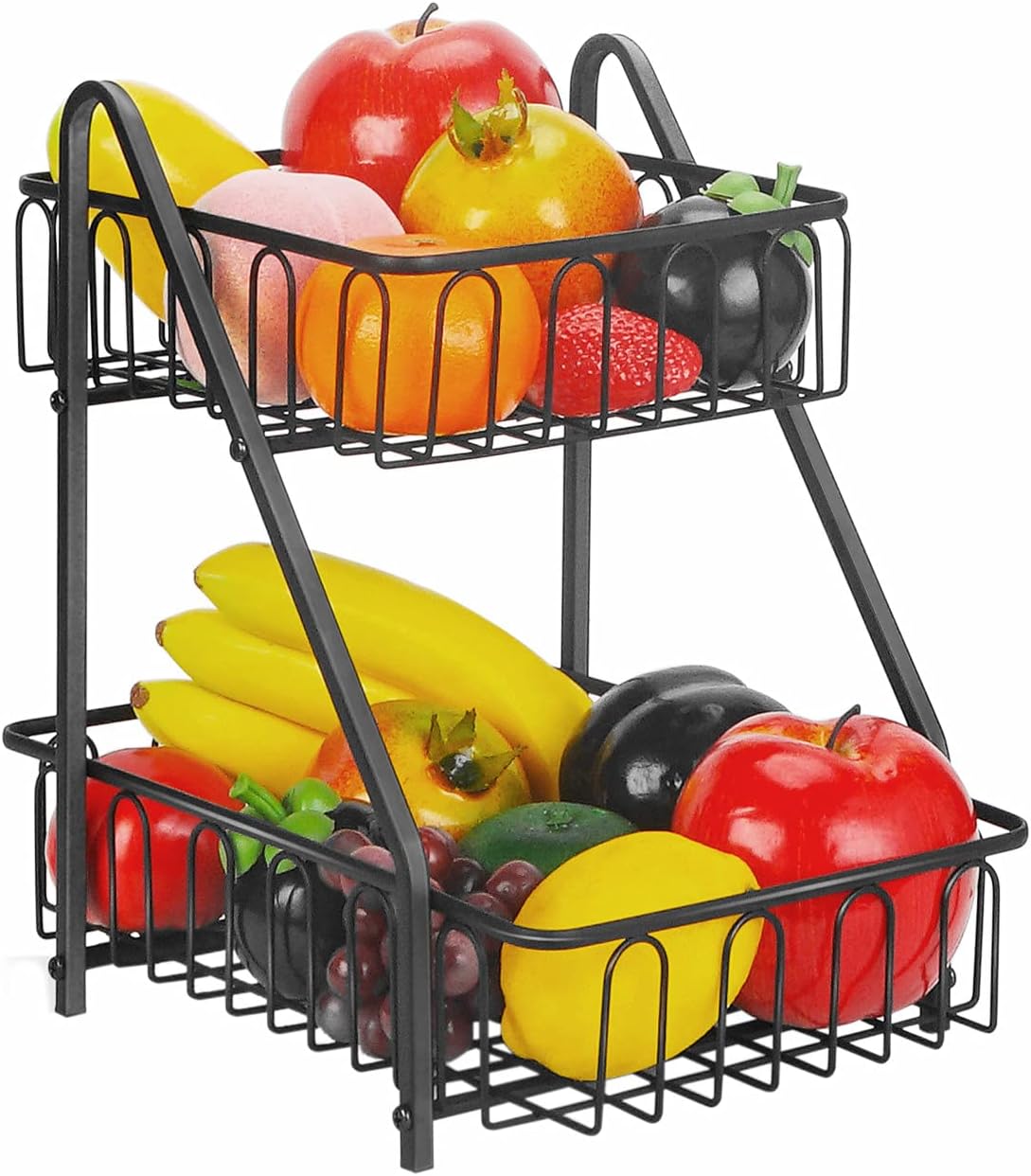 Obst Etagere 2 Etagen Obstkorb, Obstschale Schwarz Metall Fruits Basket ...