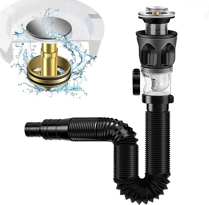Badezimmer Waschbecken Abfluss Kit mit flexiblem und erweiterbarem P ...