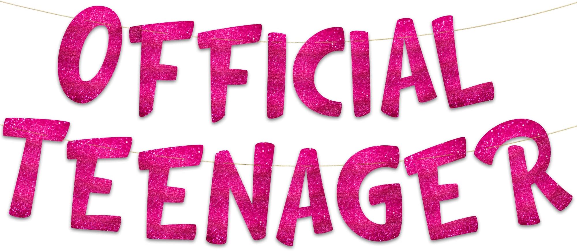 Amazon.com: Official Teenager Pink Glitter Banner - 13th Birthday Party ...