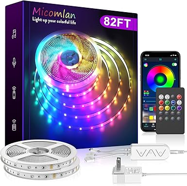 Amazon.com: 82Ft/25m LED Strip Lights，Micomlan Music Sync Color ...