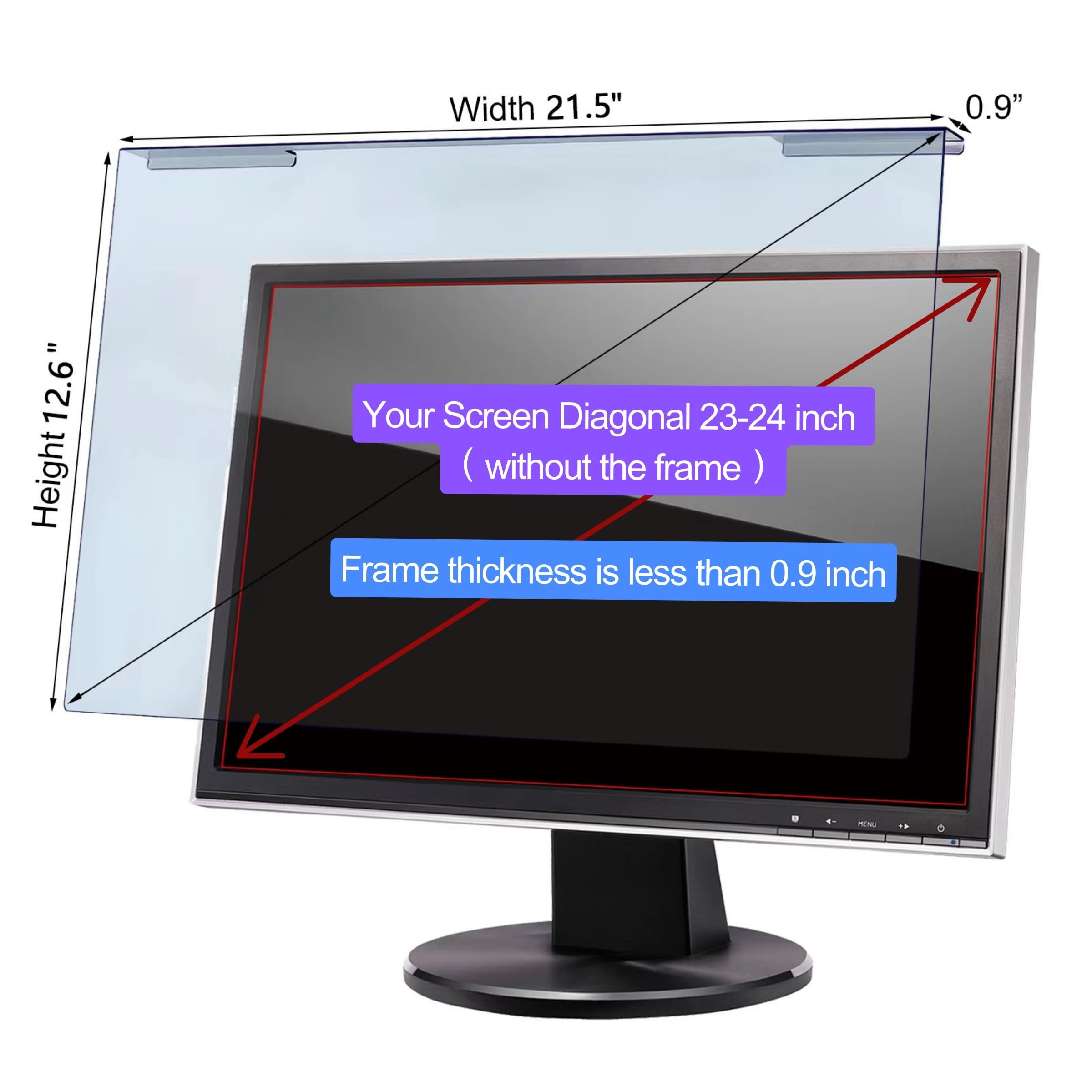 Blue Light Screen Protector 23 Inch Monitor High Transmittance Anti UV ...