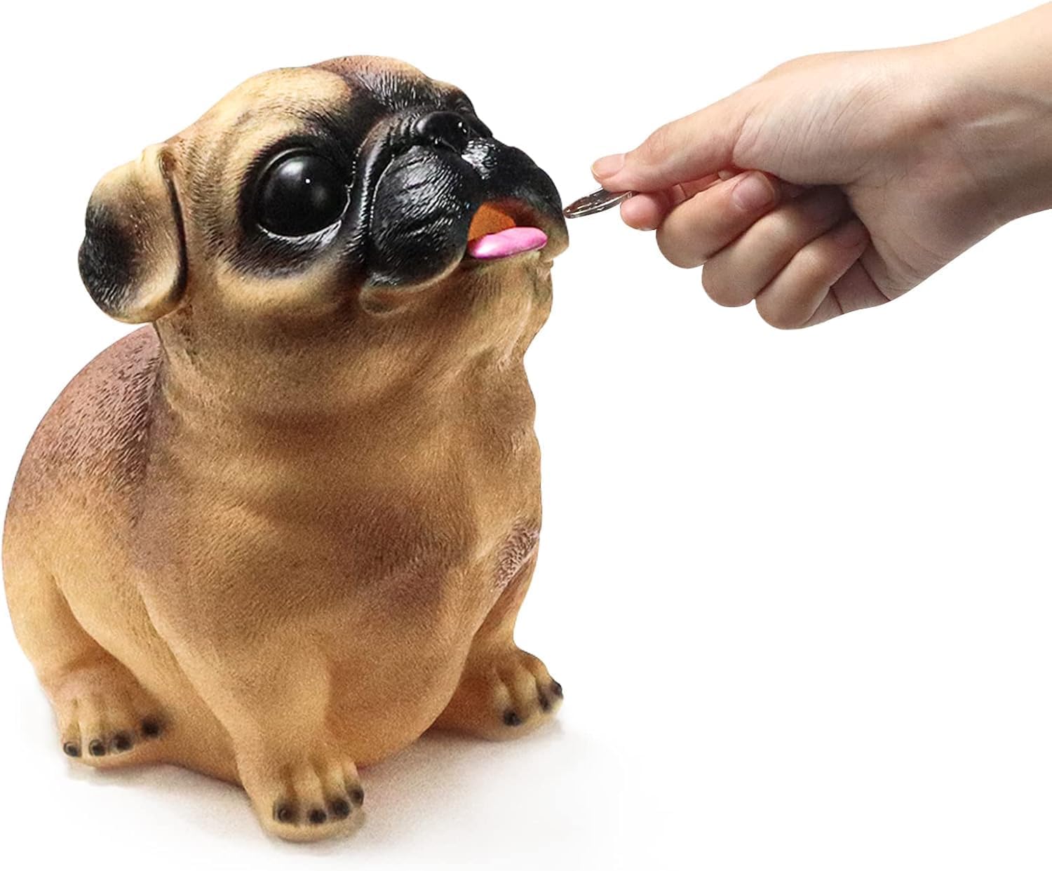 Amazon.com : WAIT FLY Cute Pug Dog Shaped Resin Piggy Bank Coin Bank ...