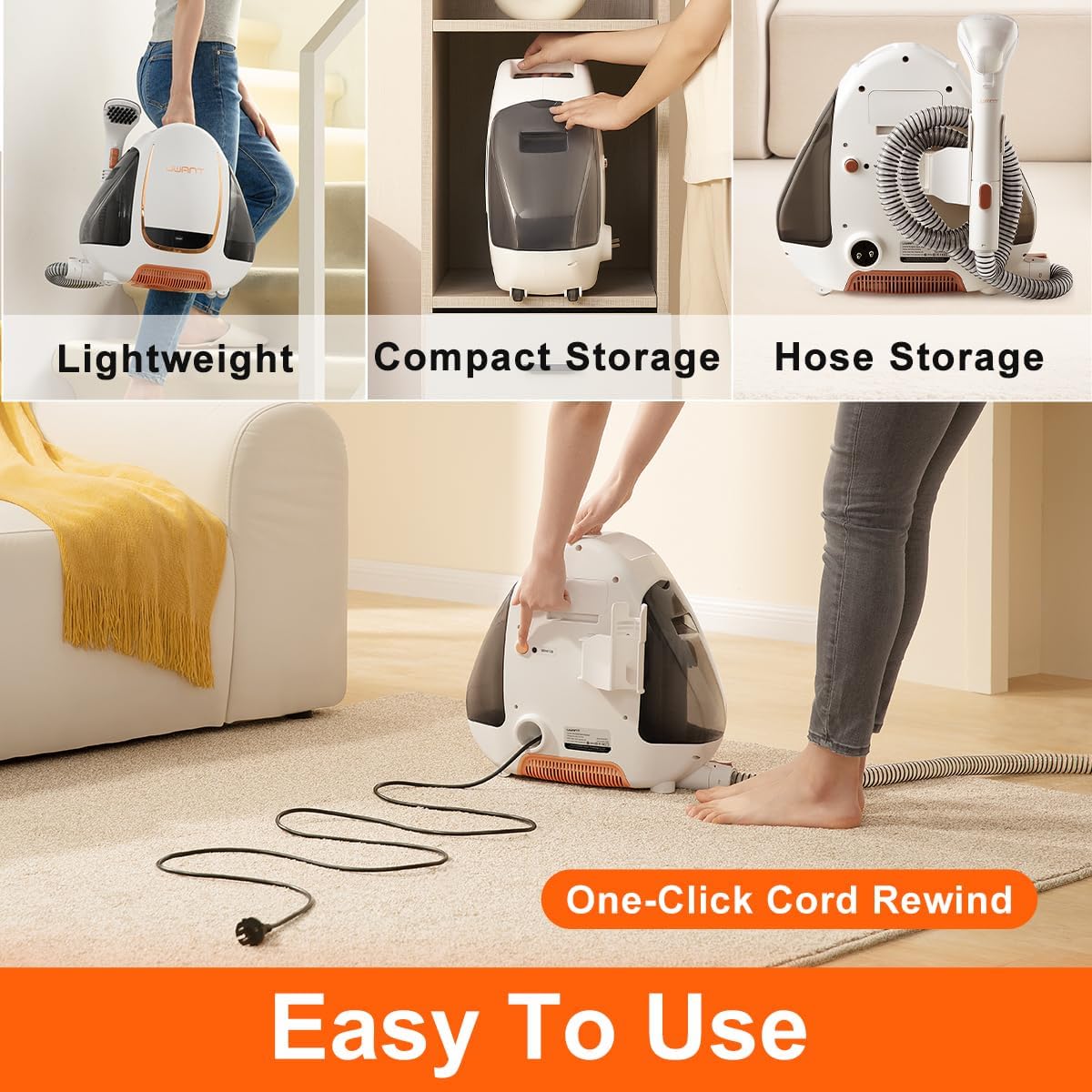 UWANT Portable Carpet & Upholstery Cleaner Machine, 12Kpa Strong ...