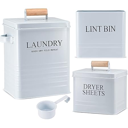 Amazon.com: Modern Farmhouse Lint Bin for Laundry Room Decor and ...