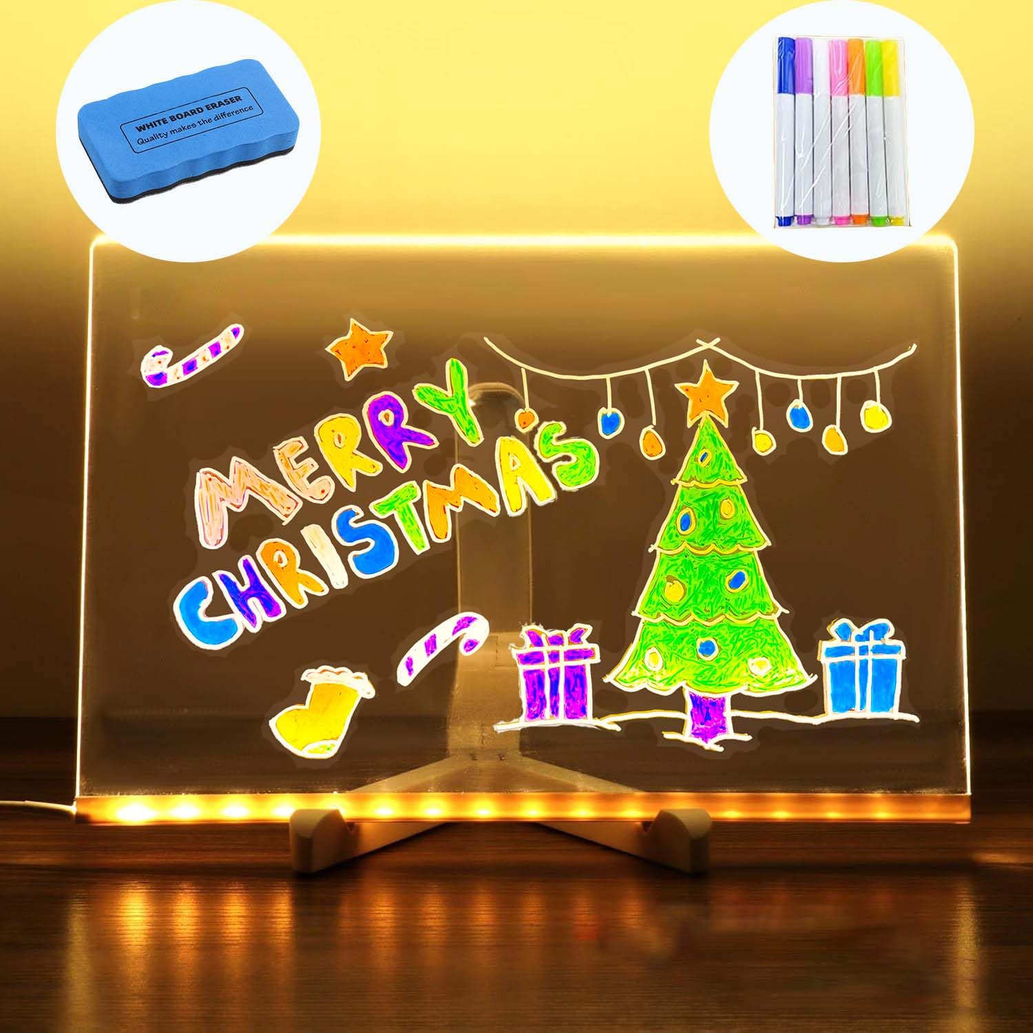 Amazon.com : Acrylic Led Dry Erase Board - Creative Rewritable Message ...