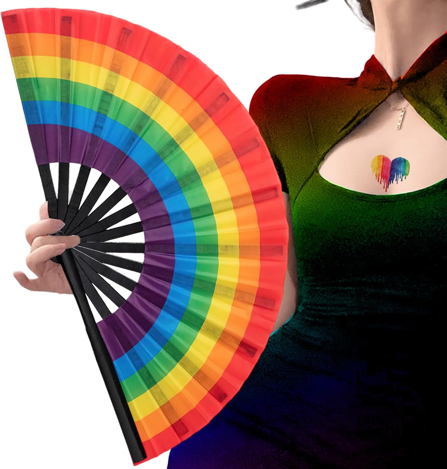 Amazon.com: Rainbow Folding Fans Gay Pride Colorful Hand Fans Party ...