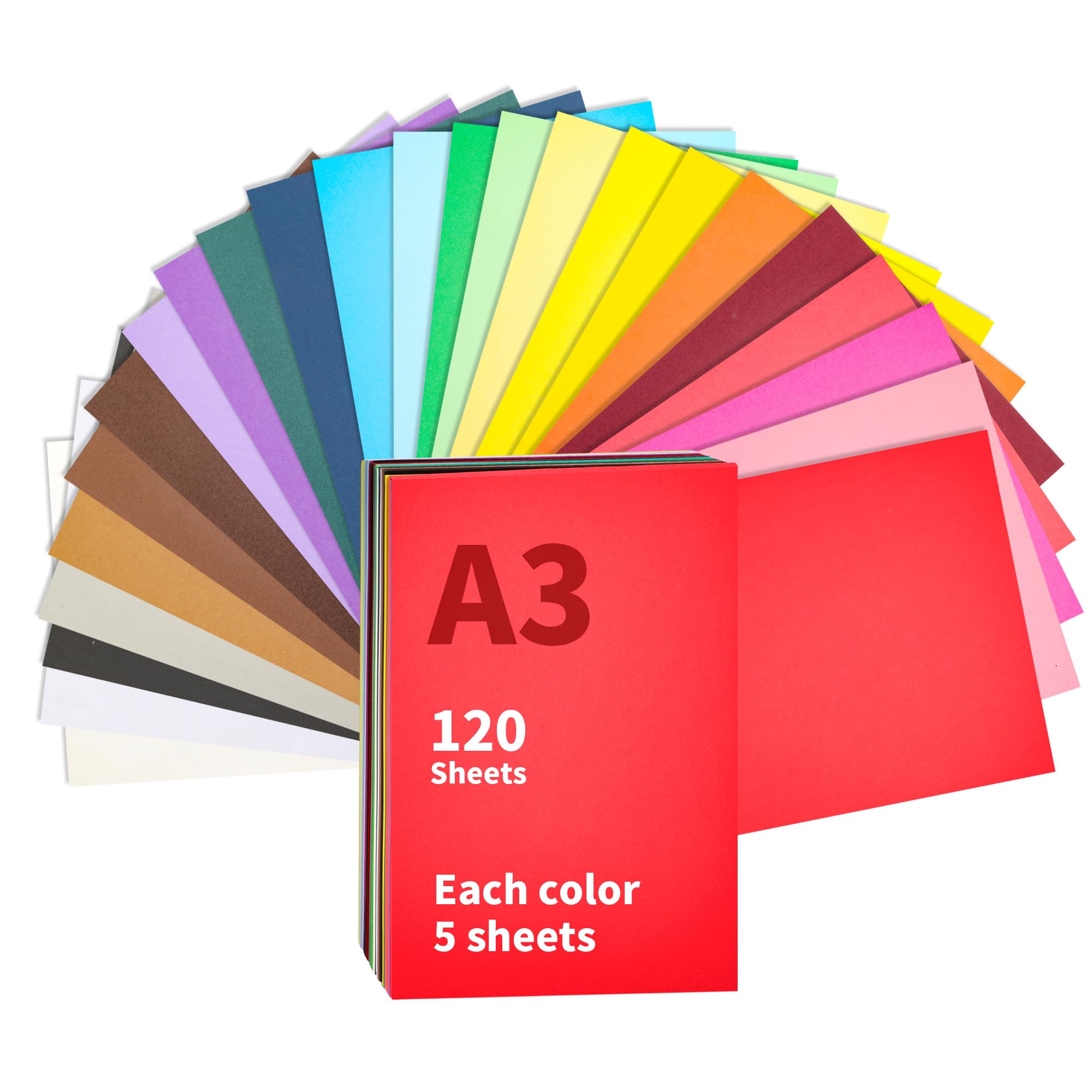 Amazon.com : souG Heavy Colored Cardstock, 120 sheets Colored Paper, A3 ...