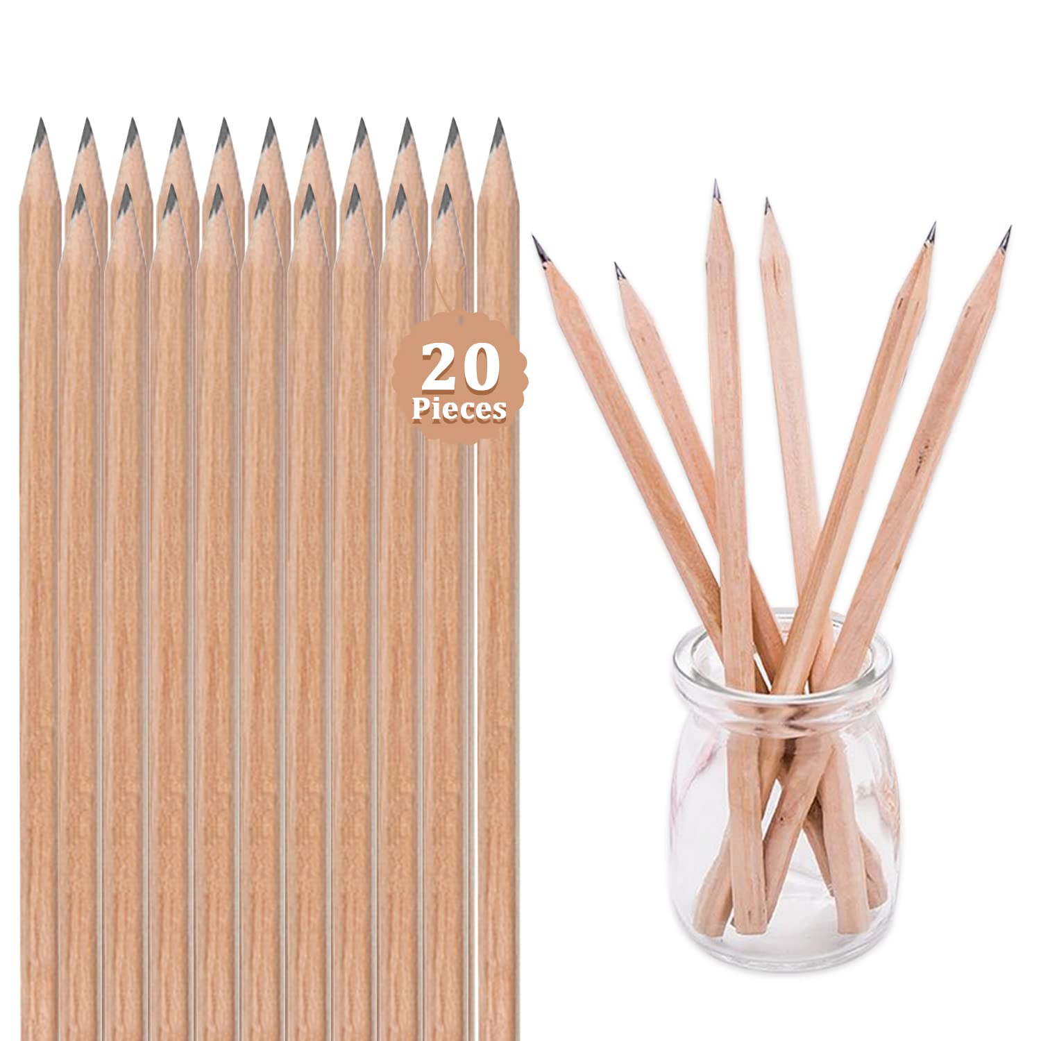 Graphite Pencil, Pack of 20 Hexagonal Pencils with Break Resistant ...