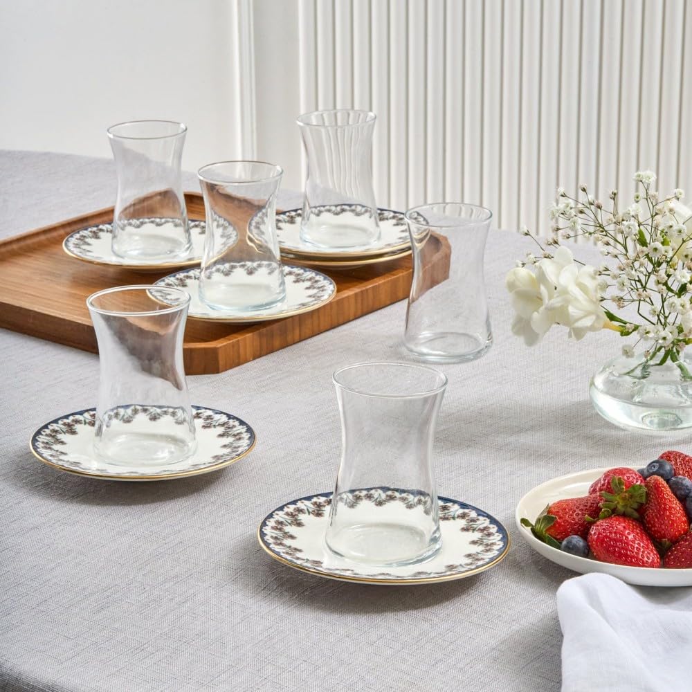 Snapklik.com : Karaca Florus Turkish Tea Glasses Set, 12-Piece Tea ...