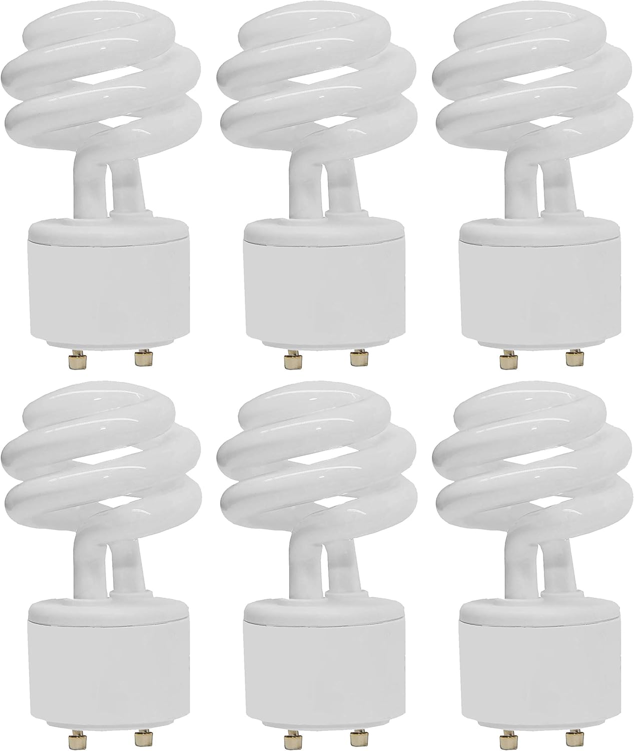 6 Pack - 13-Watt 2 Prong Mini Twist Self-Ballasted CFL Light Bulbs ...