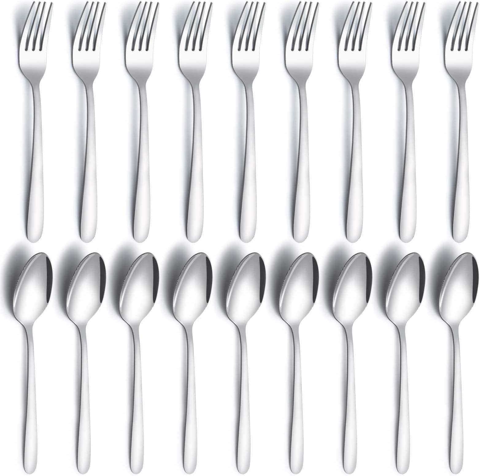 Amazon.com | 50 Pcs Forks and Spoons Silverware Set Stainless Steel ...