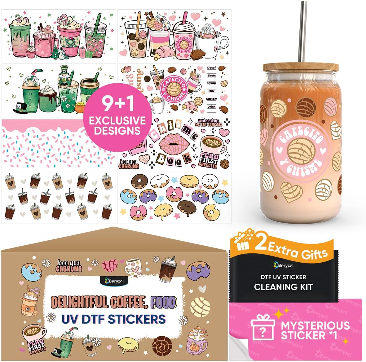 Amazon.com: Kosiz 16 Sheet Uv Dtf Cup Wrap Transfer Stickers Christmas ...