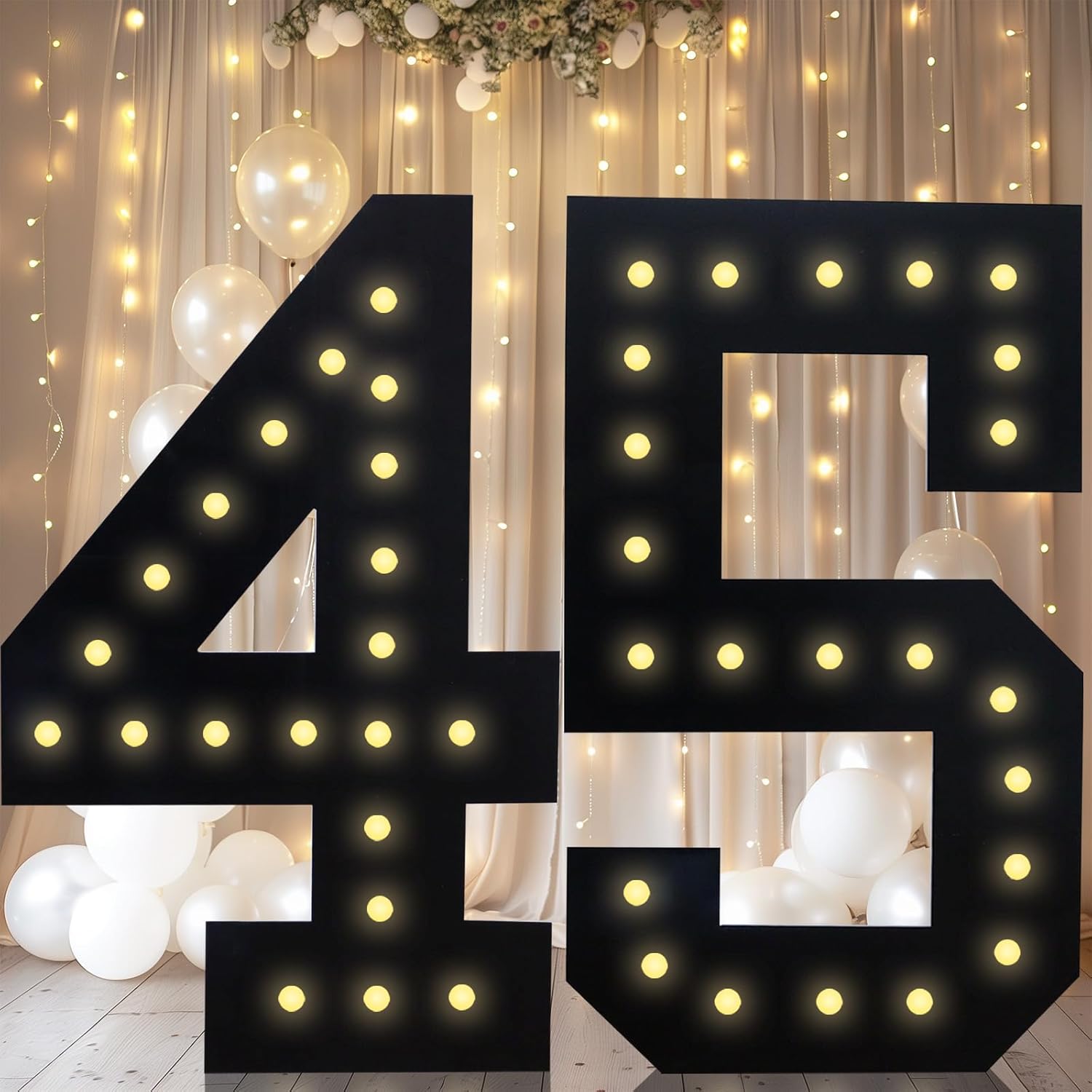 Amazon.com: 4FT Marquee Light Up Numbers, Black Giant Marquee Number ...