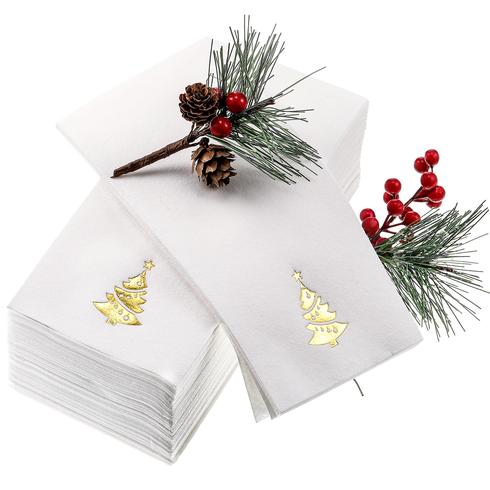 Amazon.com: Janlaugh 100 Pcs Christmas Disposable Hand Towels Foil ...