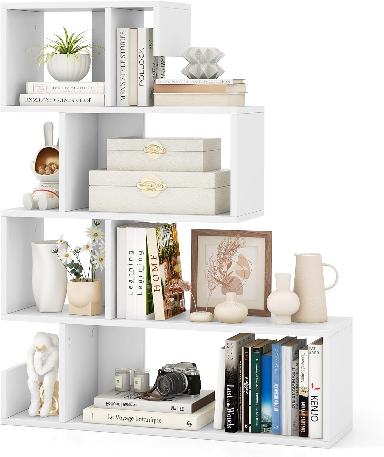 Amazon.com: Tangkula S-Shaped Bookshelf, 5-Tier Modern Geometric ...